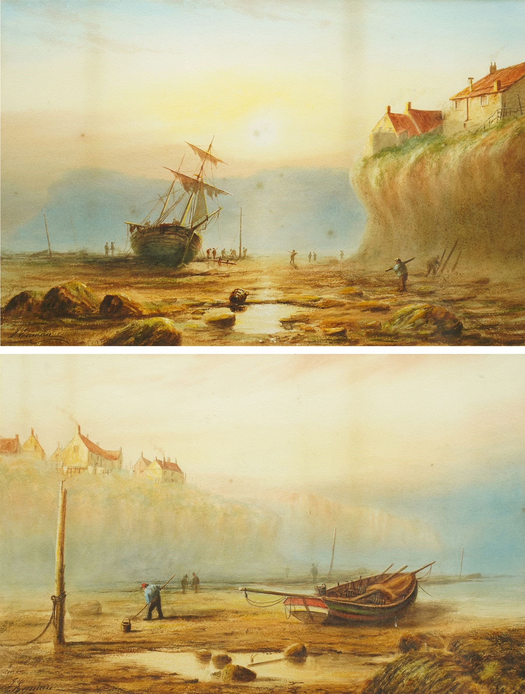 Joseph Eaman | Robin Hood's Bay, pair watercolours | MutualArt