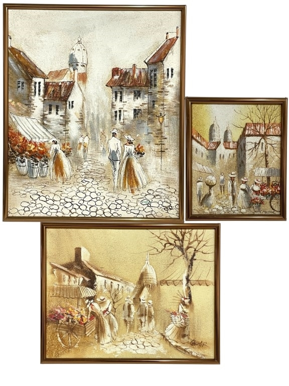 Boris Chezar | SET OF 3 CHEZAR MID-CENTURY IMPRESSIONIST STREET SCENE ...