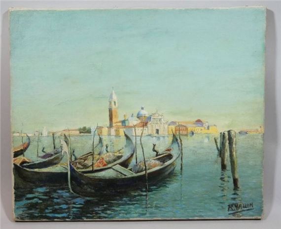 Robert Vallin | Gondolas in Venice | MutualArt
