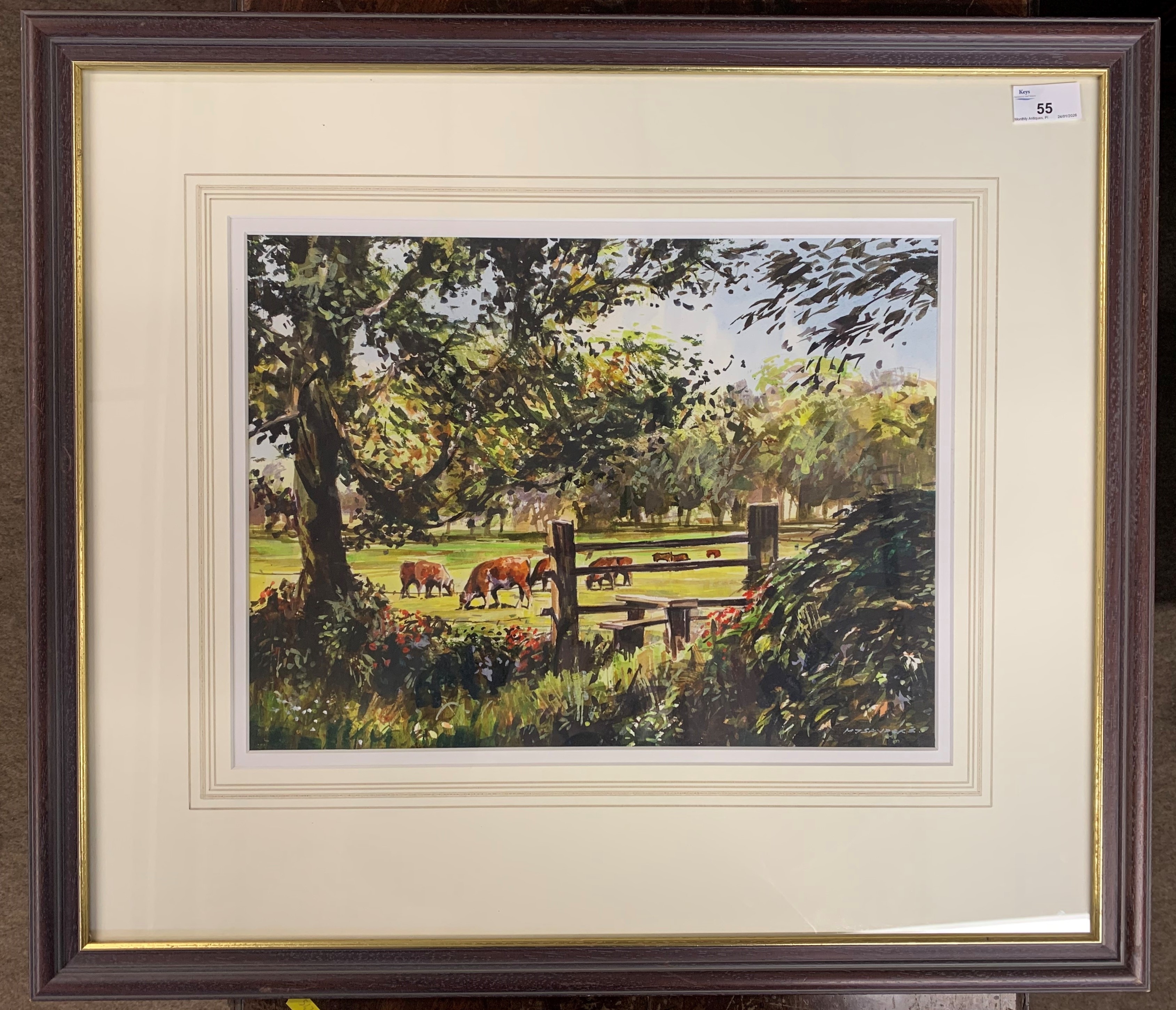 Micheal J. Saunders | View through trees to grazing cattle | MutualArt