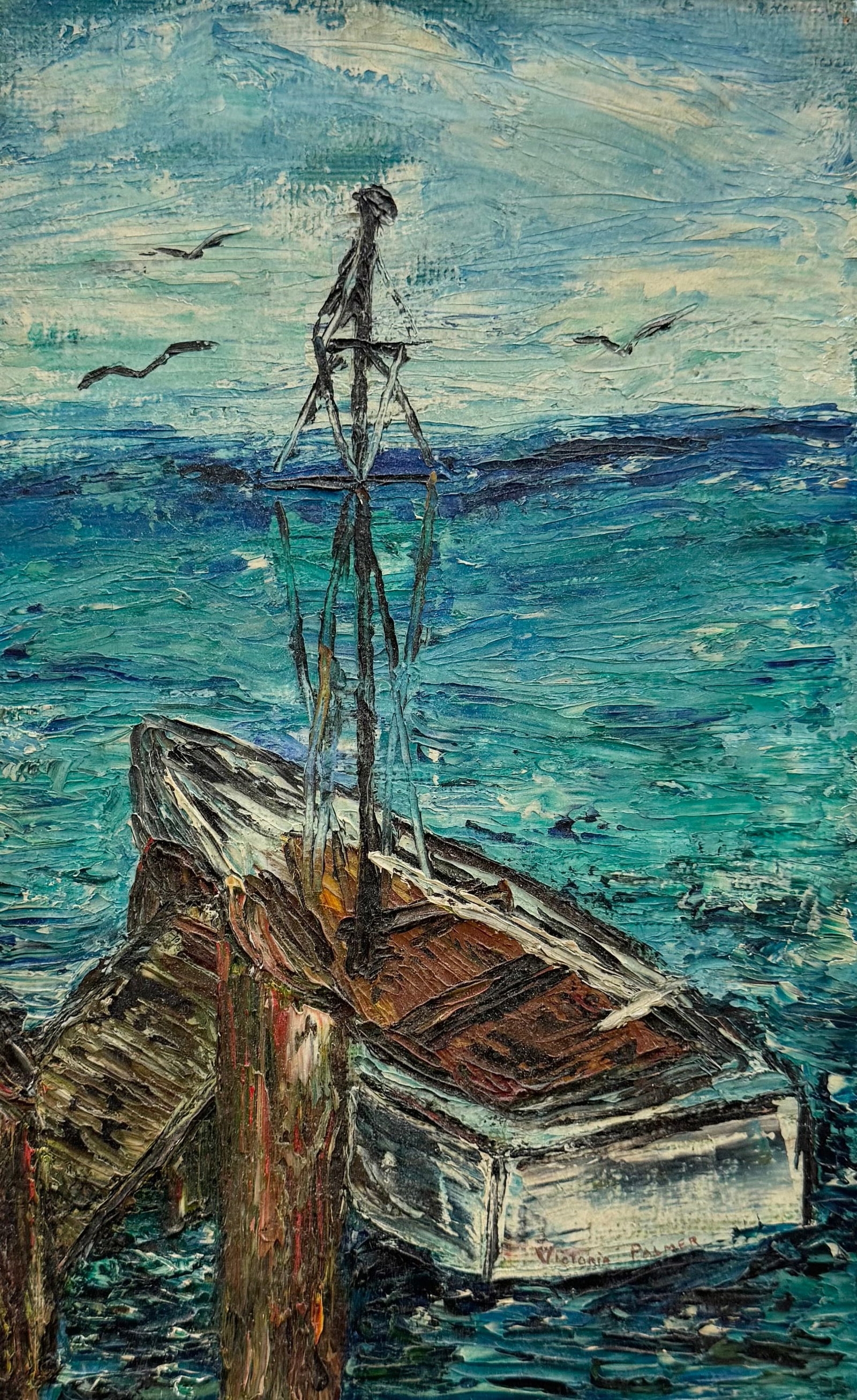 Victoria Palmer | Seascape With Boat | MutualArt