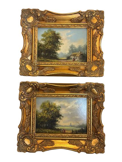 M. Jeffries | A pair of miniature oil paintings of countryside scenes ...
