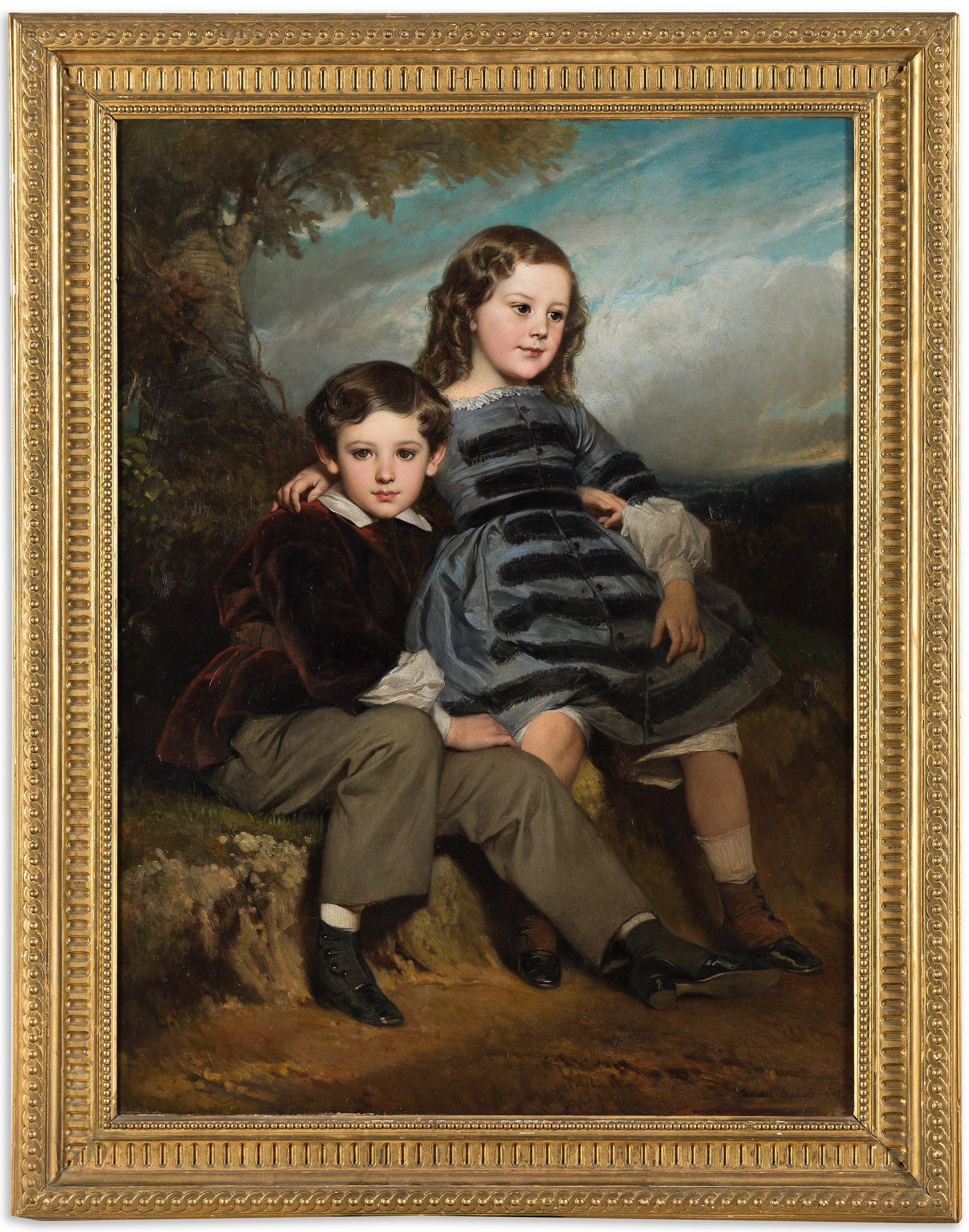 Louis-Edouard Dubufe | Portrait d'un frère et d'une sœur (1857) | MutualArt