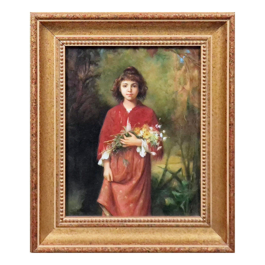 Alexej Harlamoff | PORTRAIT OF A YOUNG GIRL WITH FLOWERS | MutualArt