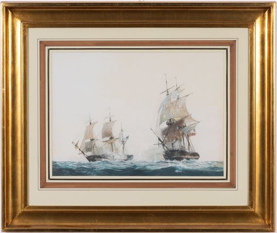 Christopher Mayger | English and American frigate in battle | MutualArt