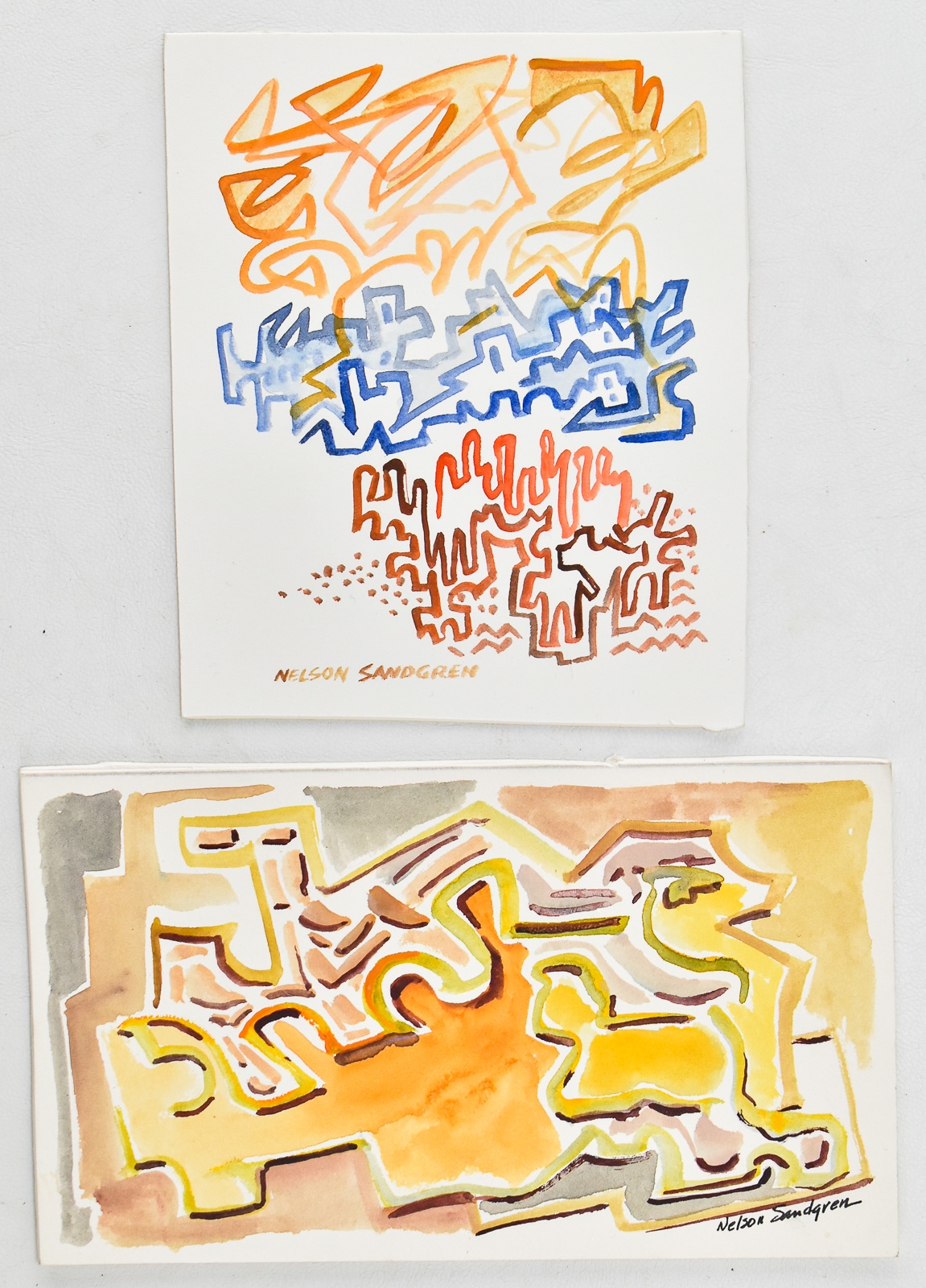 Ernest Nelson Sandgren | Two original abstract watercolor paintings on ...