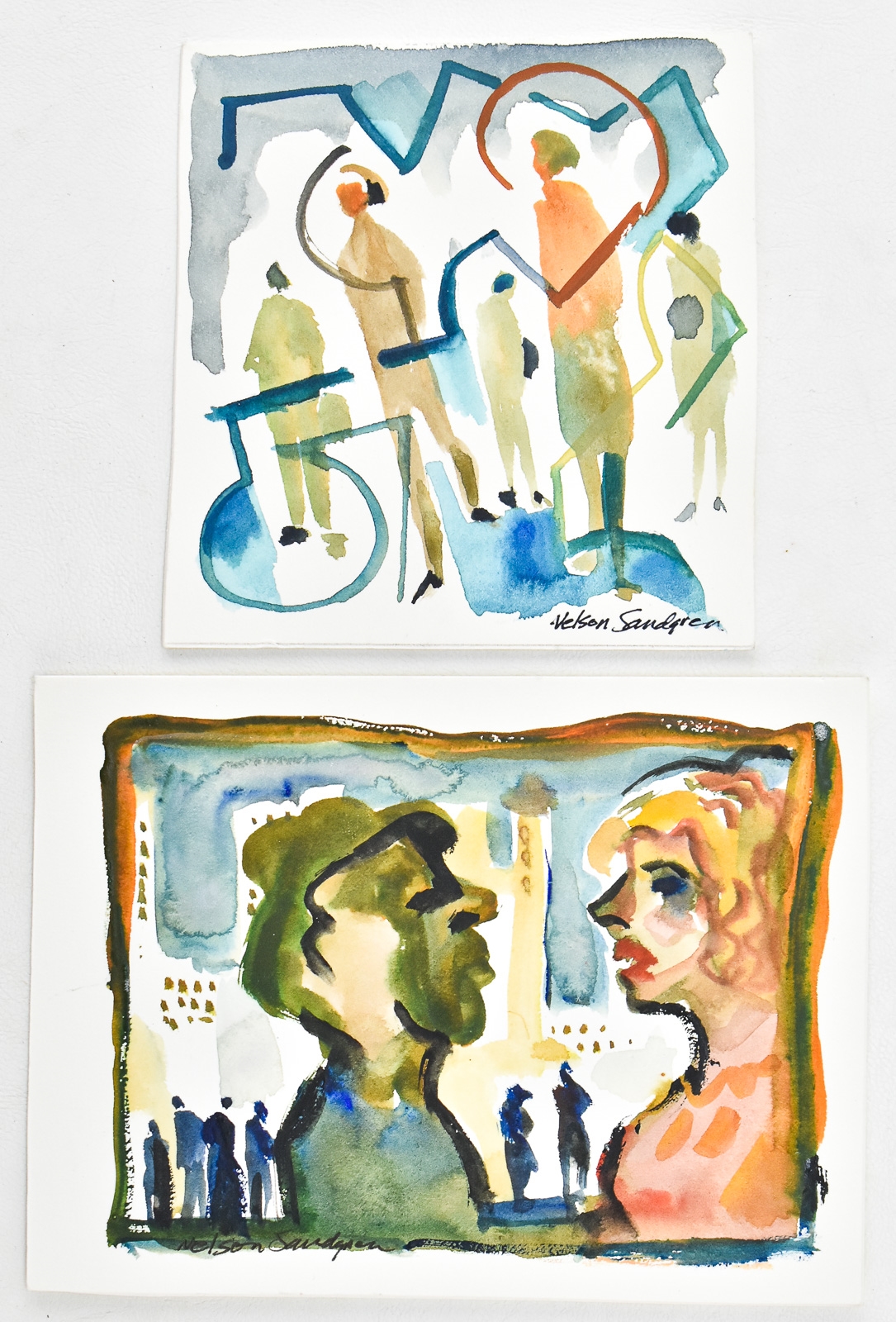 Ernest Nelson Sandgren | Two original figural watercolor paintings on ...
