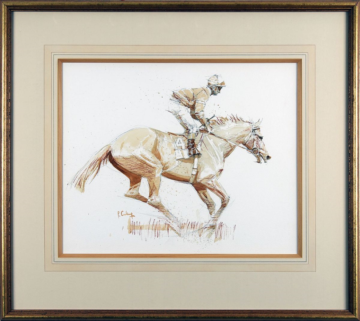 Peter Curling | Racehorse with Jockey Up | MutualArt