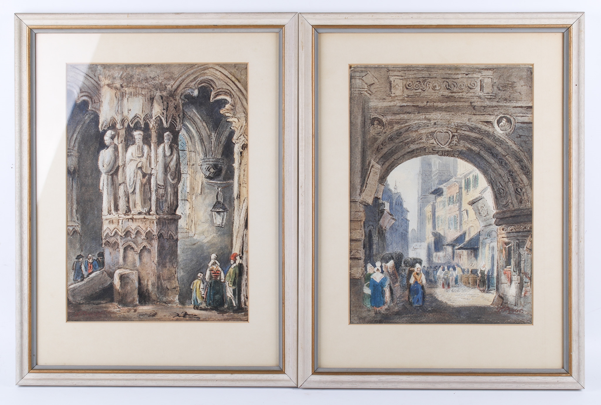 Samuel Prout | a pair of watercolours, European churches | MutualArt