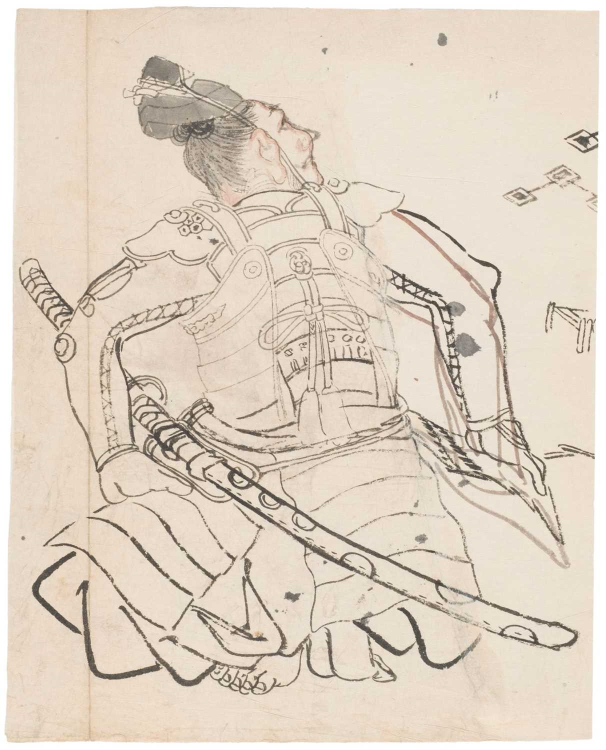 Japanese School, 19th Century | Kneeling Samurai (1830 - 1850) | MutualArt