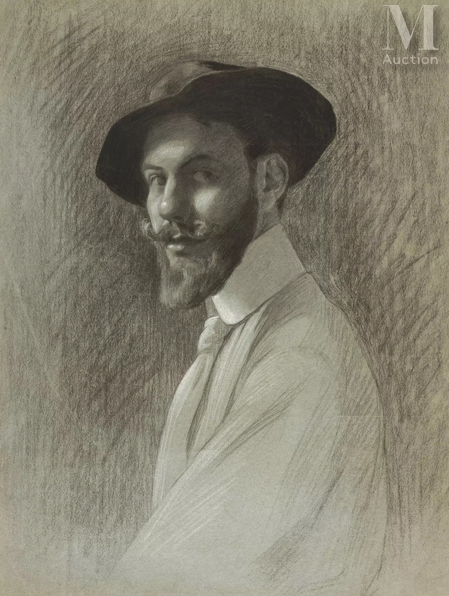 Louis Eugène Lambert | Portrait d'un homme au chapeau | MutualArt