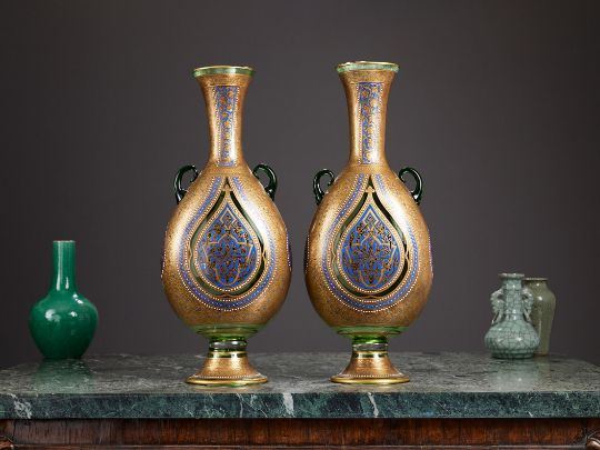 Philippe Joseph Brocard | A RARE PAIR OF LATE 19TH CENTURY ENAMELLED ...