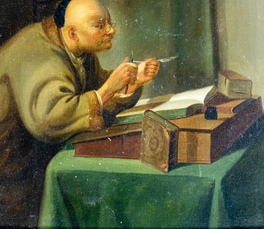 Gerrit Dou | Scholar Sharpening Quill Pen | MutualArt
