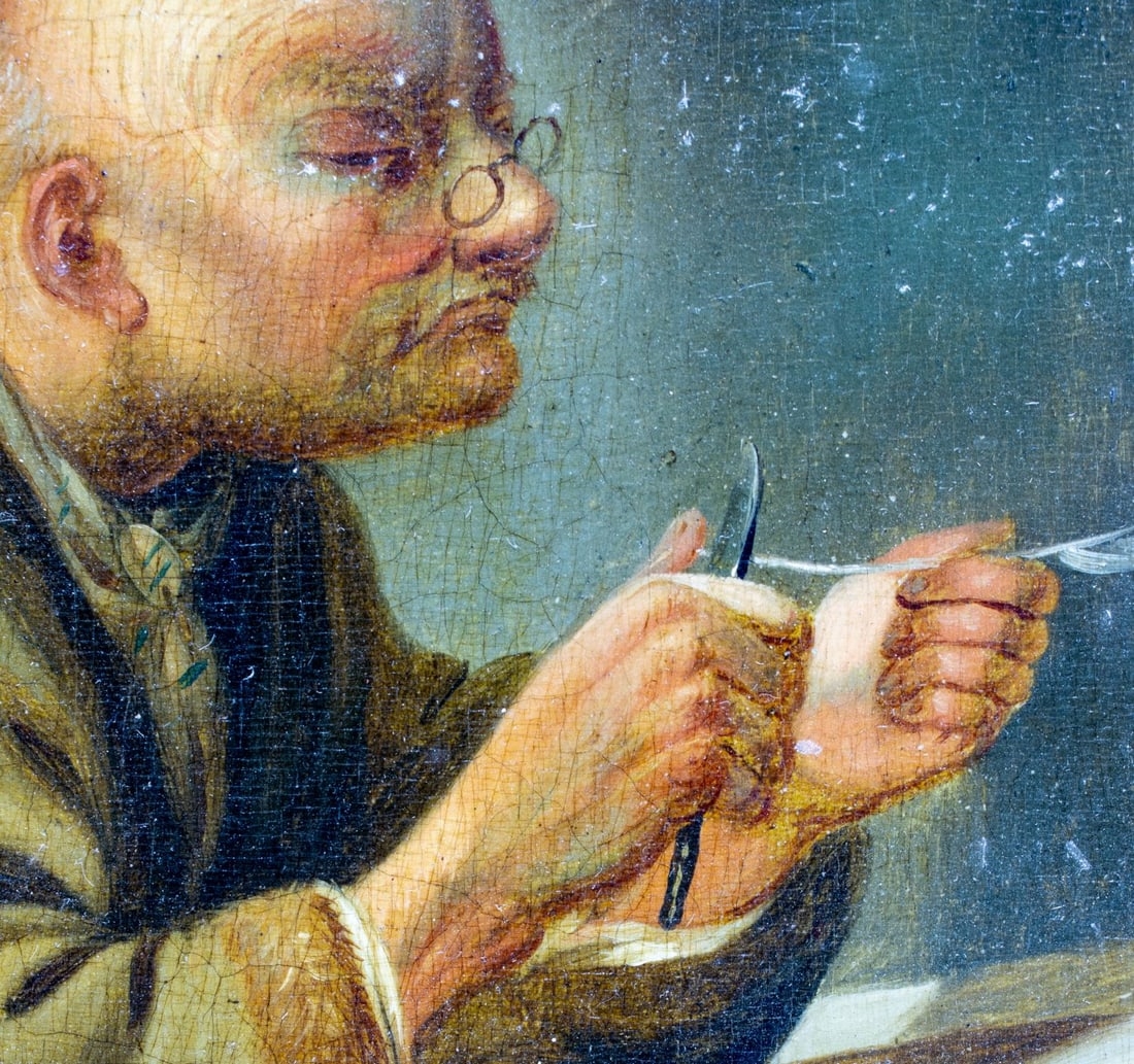 Gerrit Dou | Scholar Sharpening Quill Pen | MutualArt