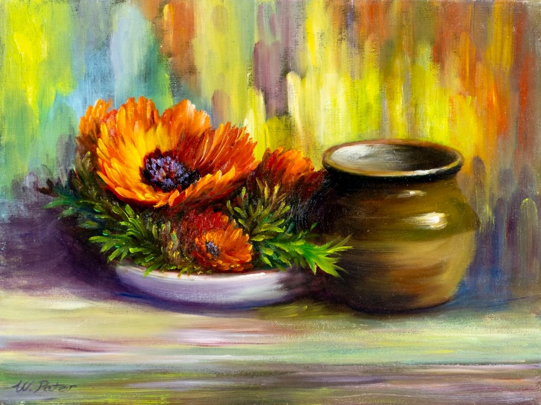 W Pater | Still Life with Pot and Flowers | MutualArt