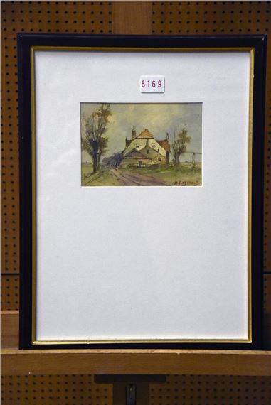Hermanus Charles Christiaan Bogman | Dame op een pad bij een hoeve ...
