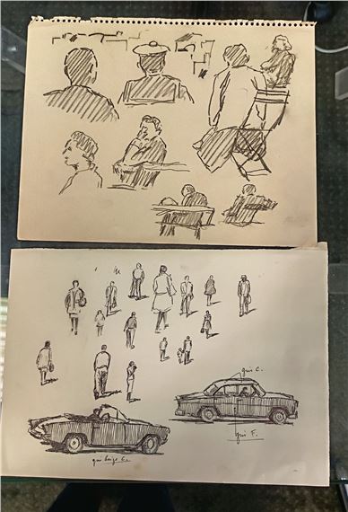 Pierre Thibault | Huit croquis : études de personnages | MutualArt