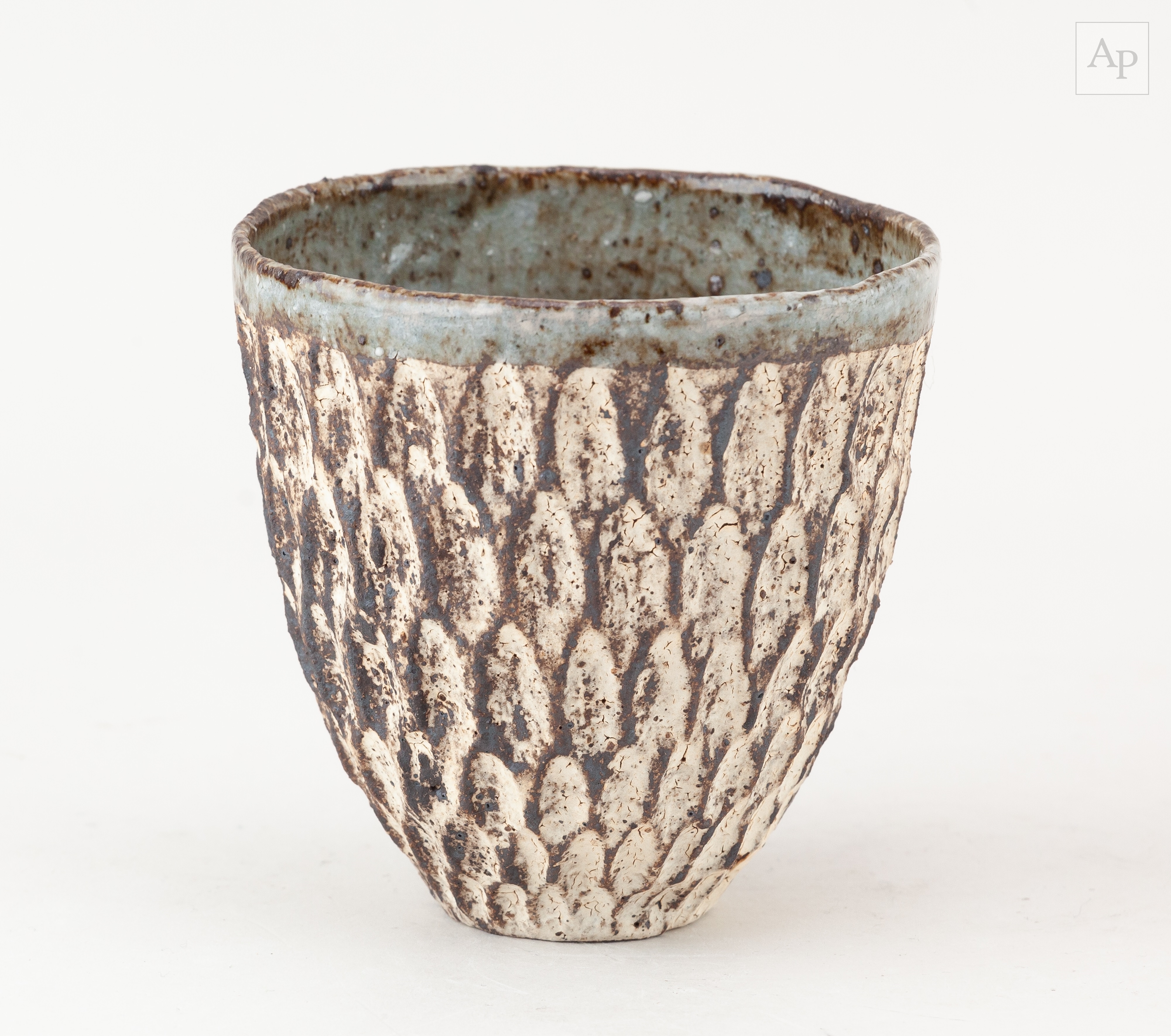 Akiko Hirai | a stoneware beaker covered in dry kohiki glaze with ...