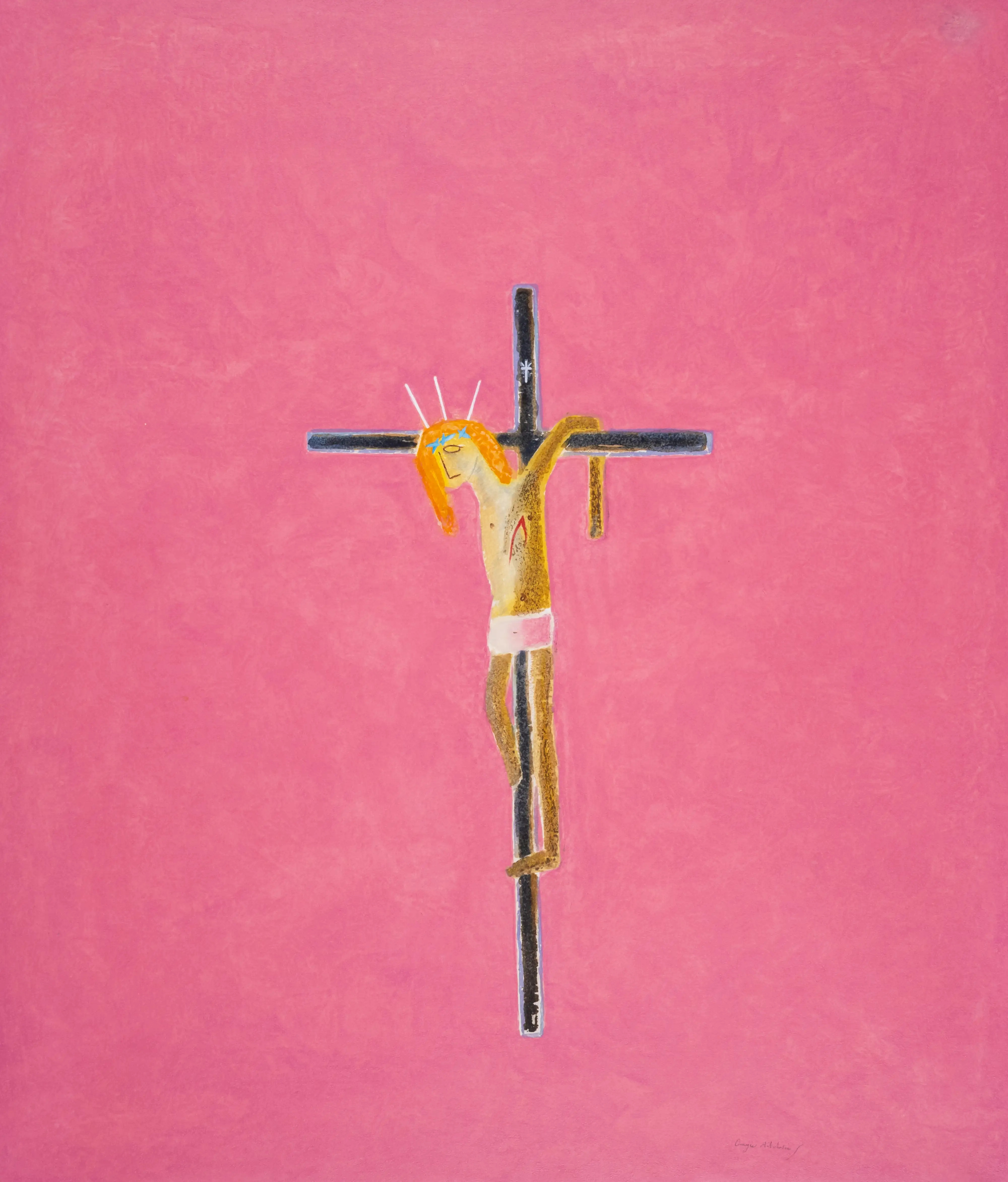 Craigie Aitchison | Pink Crucifixion (2004) | MutualArt
