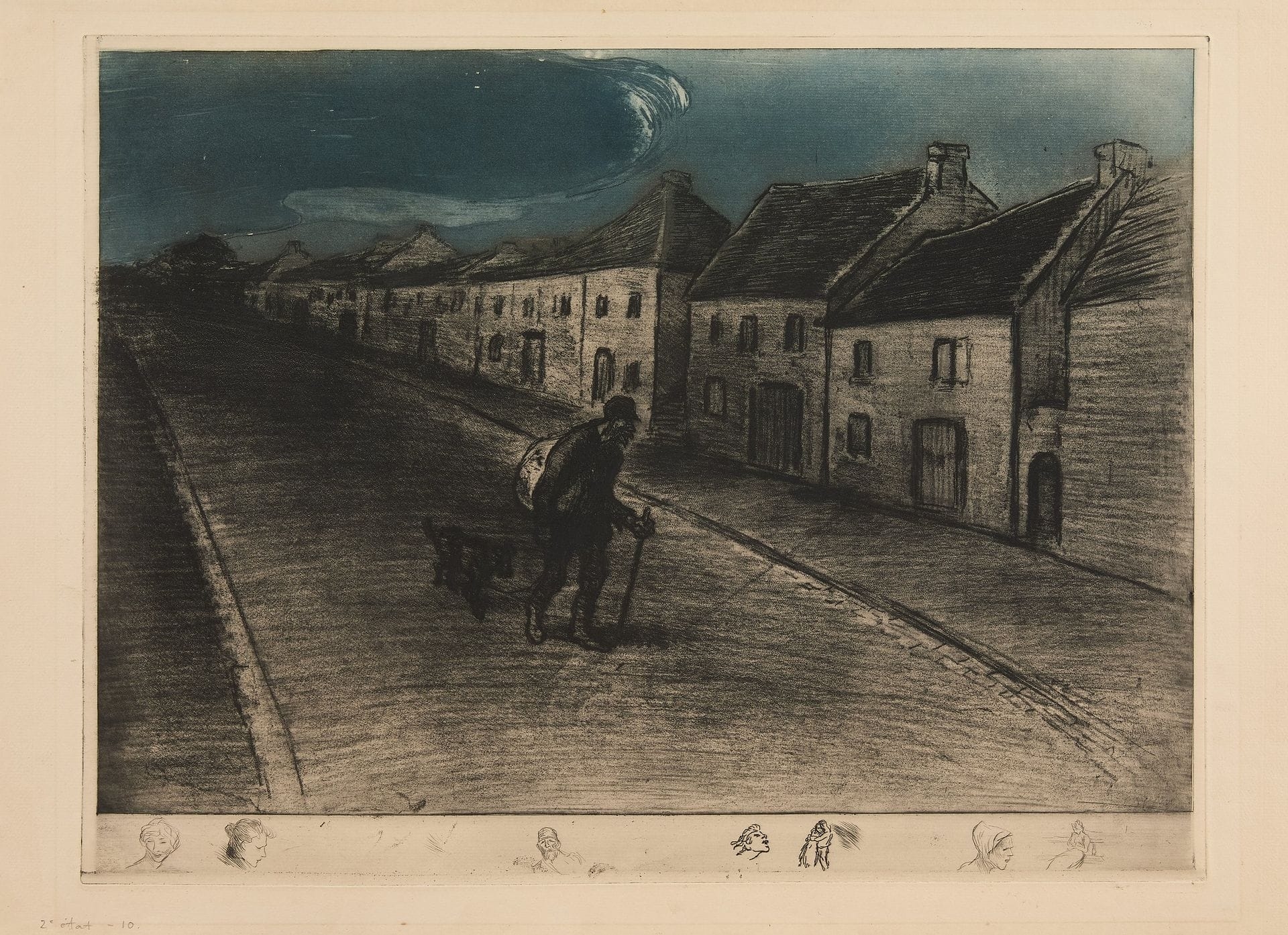 Théophile Alexandre Steinlen | Chemineau traversant un village endormi ...