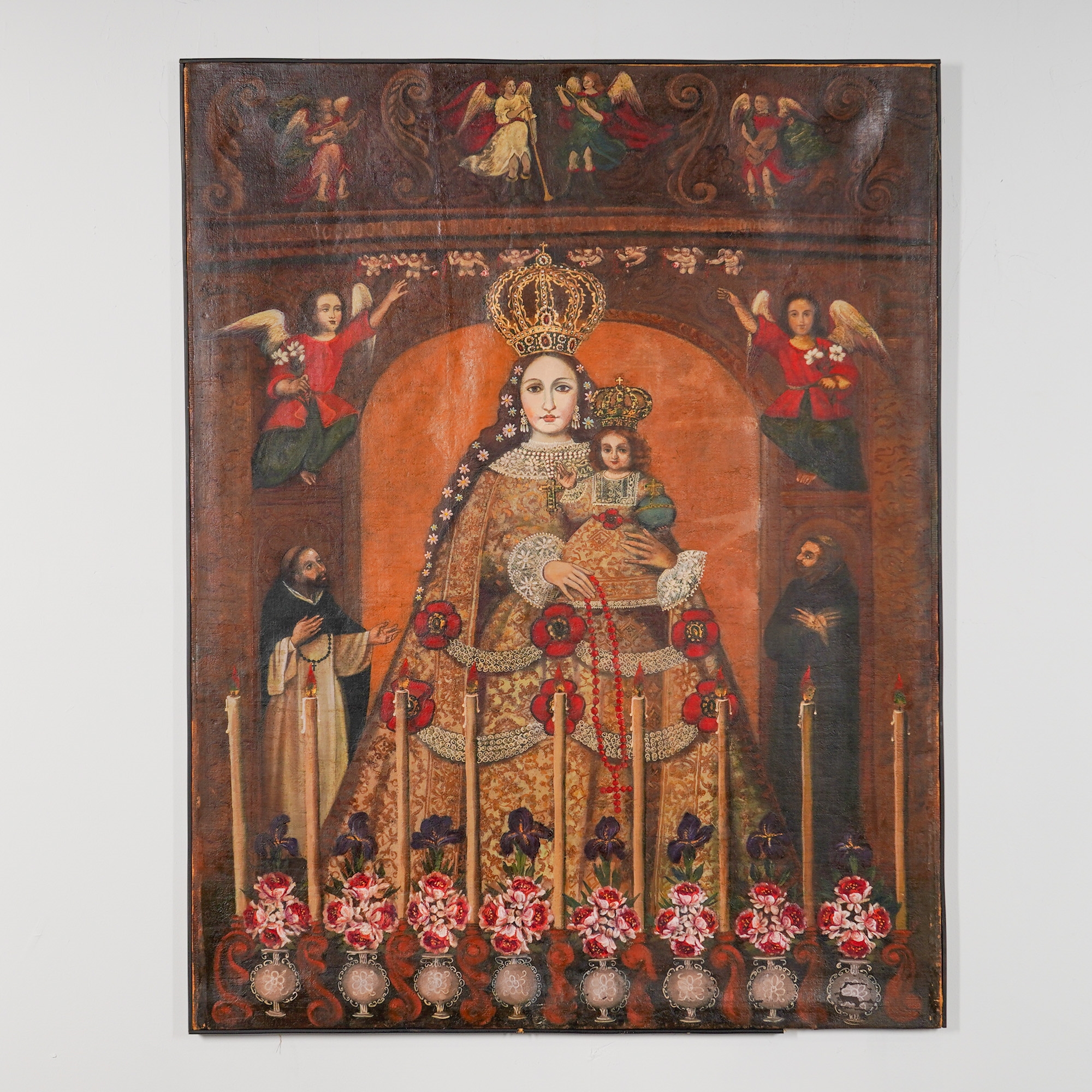 Cuzco School | Cuzco School Style Large Oil on Canvas Our Lady of the ...
