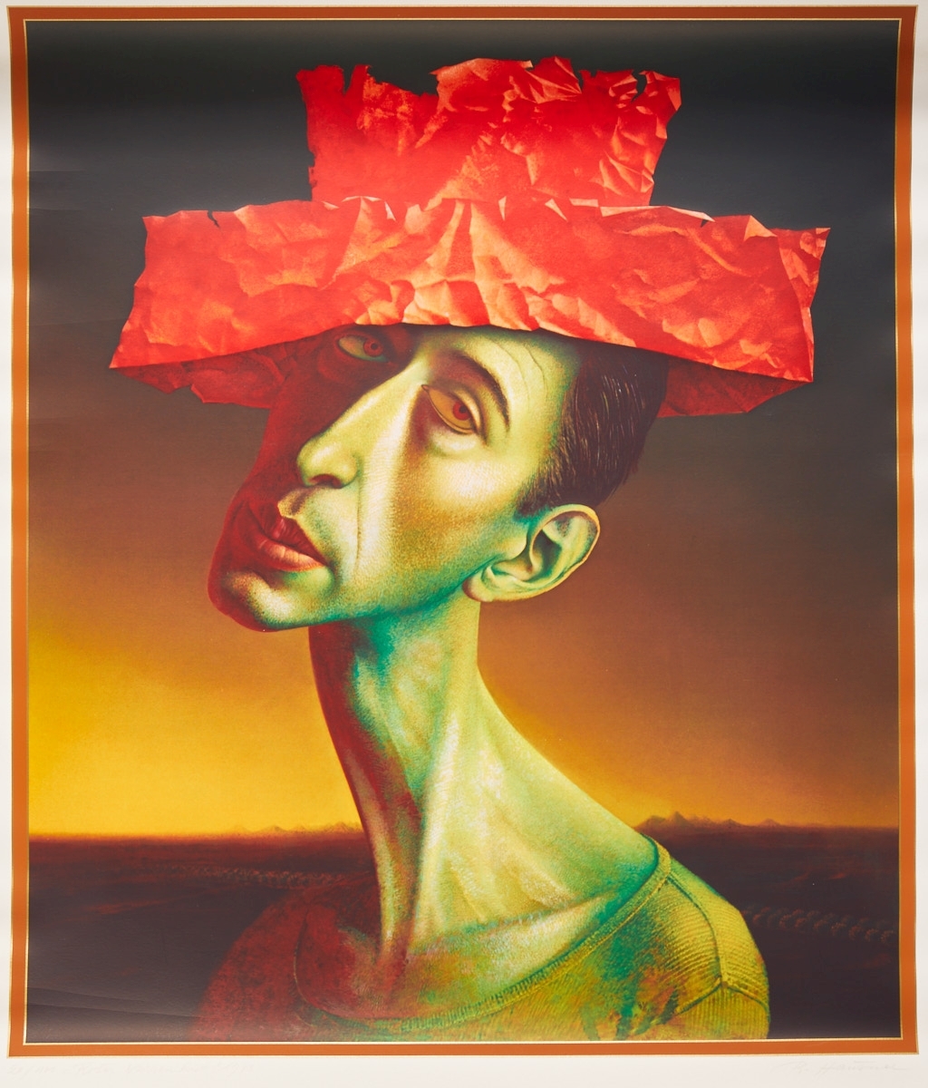 Rudolf Hausner | Roter Narrenhut (1973) | MutualArt