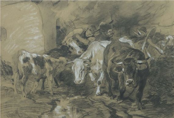 Anton Braith | Kühe mit Hirte | MutualArt