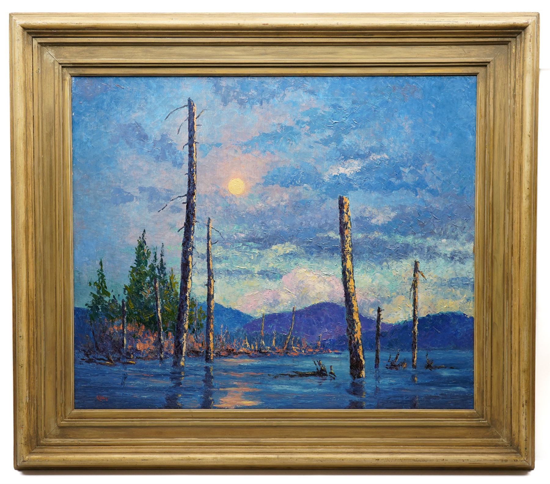 Francis Orville Libby | Sun Setting over a Lake Landscape | MutualArt