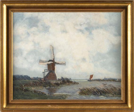 Gerardus Johannes Delfgaauw | Dutch landscape with windmill | MutualArt