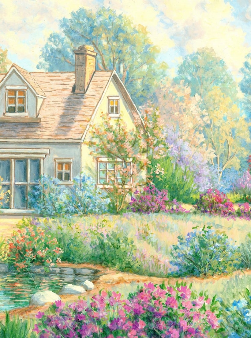 Fiora Cozzi | Garden Landscape with Cottage | MutualArt
