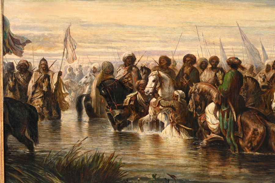 Alexandre-Gabriel Decamps | Ottoman riders crossing the ford | MutualArt