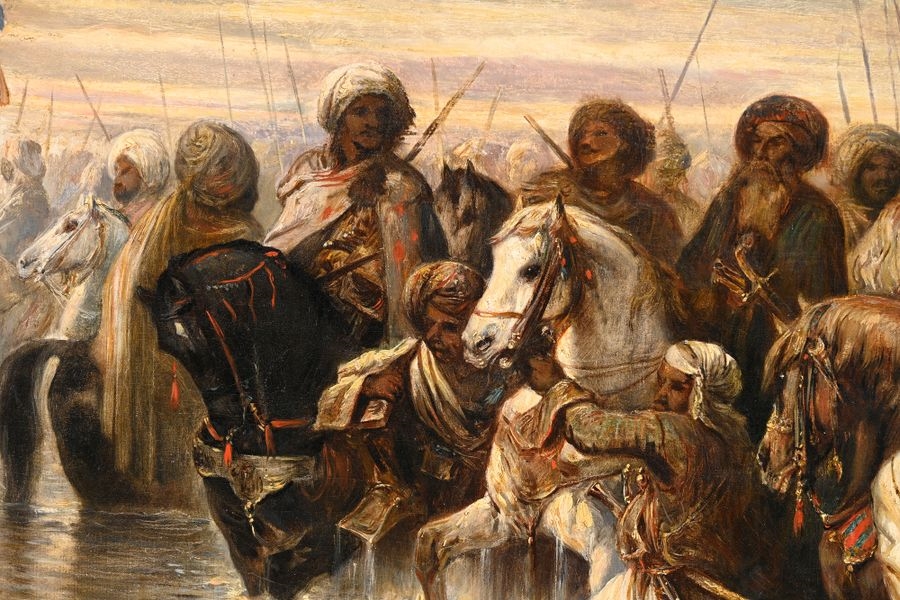 Alexandre-Gabriel Decamps | Ottoman riders crossing the ford | MutualArt