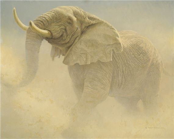 Robert McLellan Bateman | BLUFFING BULL - ELEPHANT | MutualArt