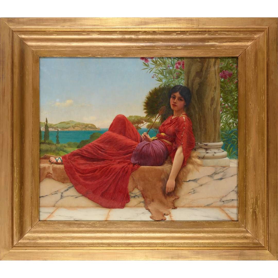 John William Godward | Leaning Against a Column (1901) | MutualArt