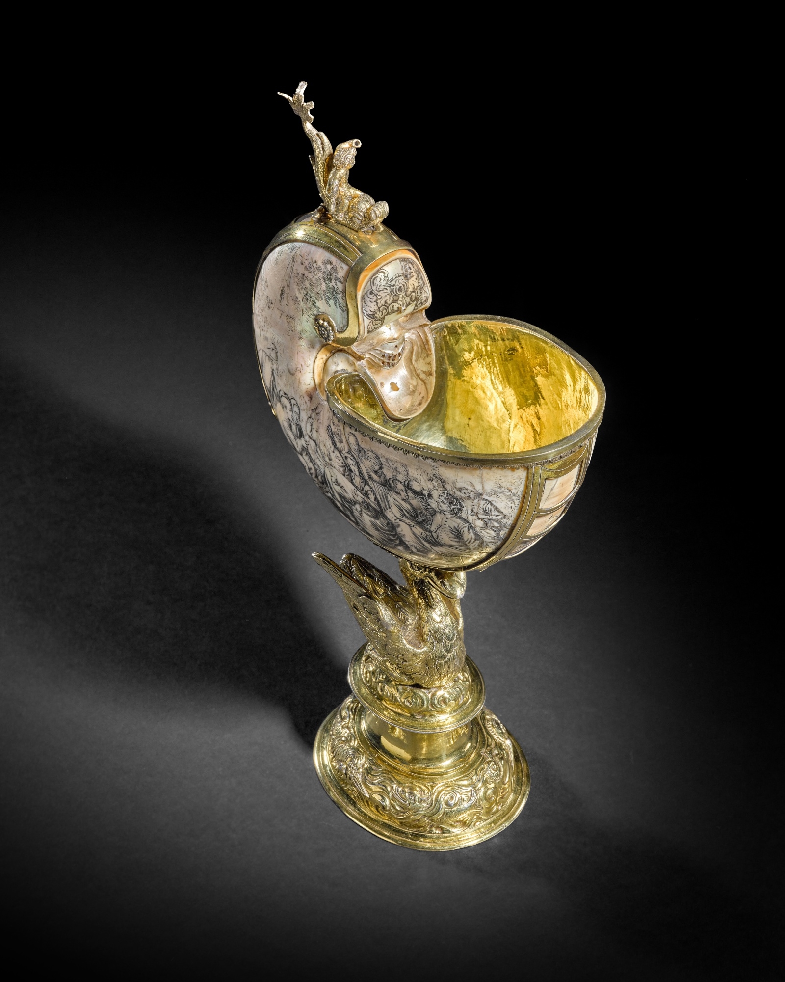 Cornelius Bellekin | A Dutch silver-gilt-mounted nautilus shell ...