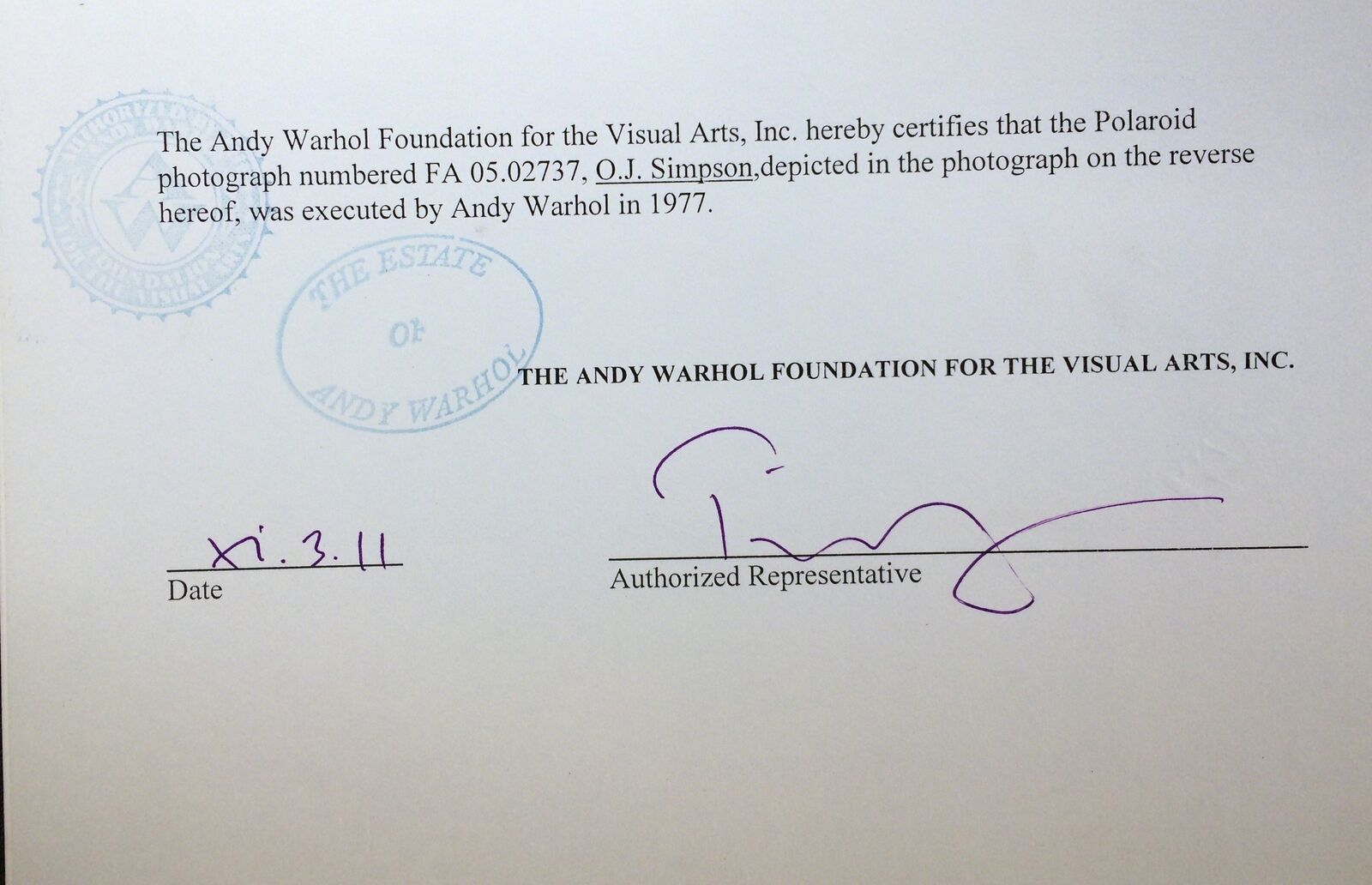 Andy Warhol | Andy Warhol, Polaroid Photograph of OJ Simpson Holding a ...