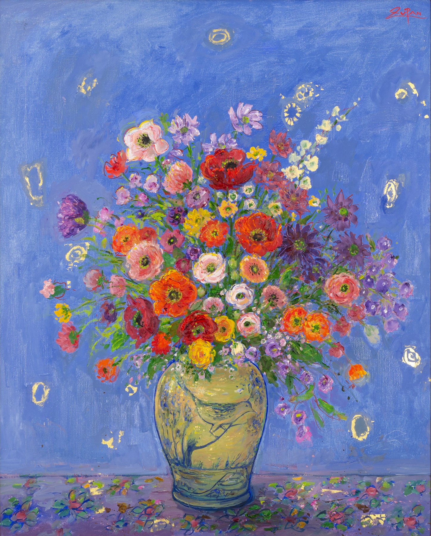 Bruno Zupan | Bouquet on Royal Blue Ground | MutualArt