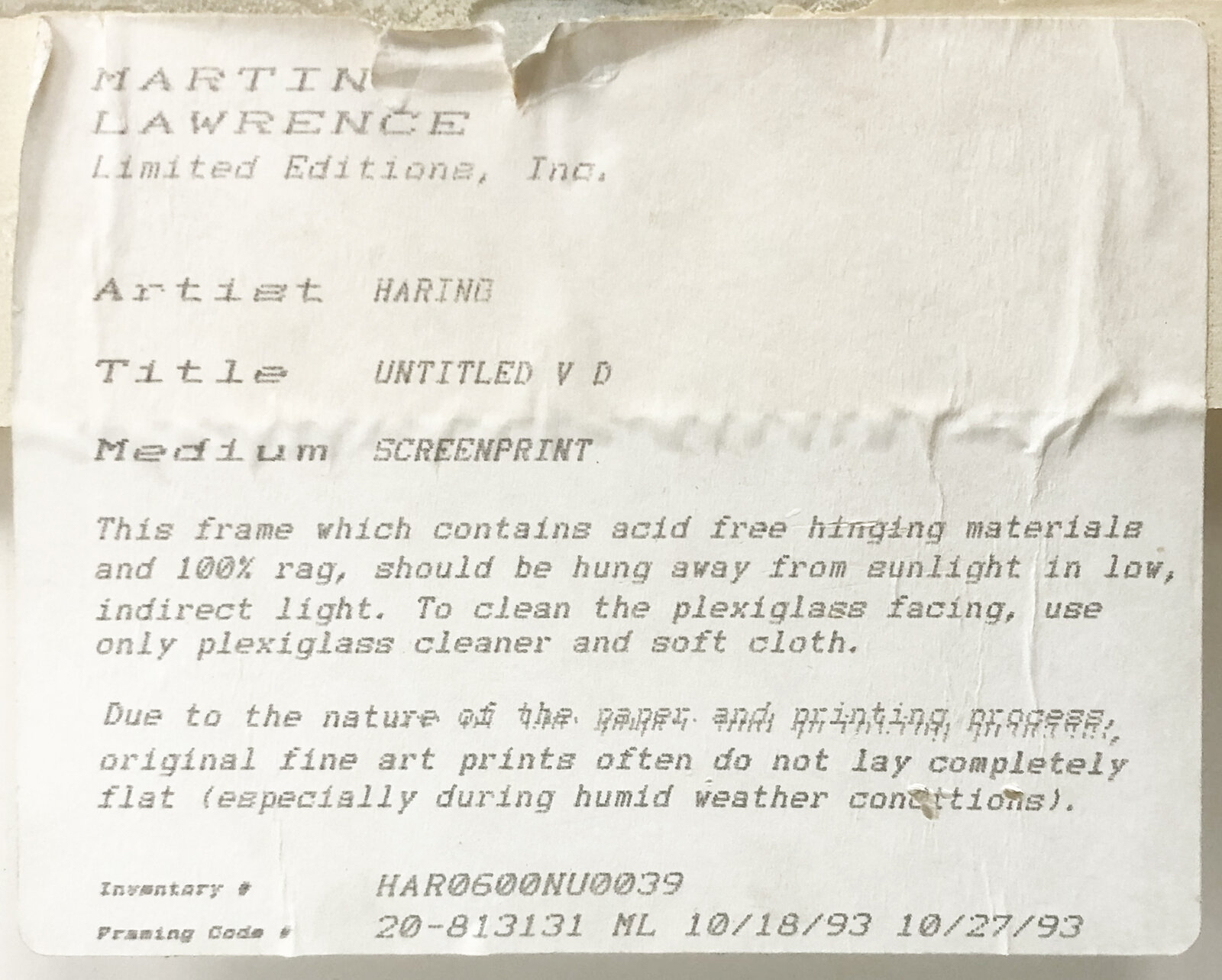 Keith Haring | Untitled From Pop Shop V (1989) | MutualArt