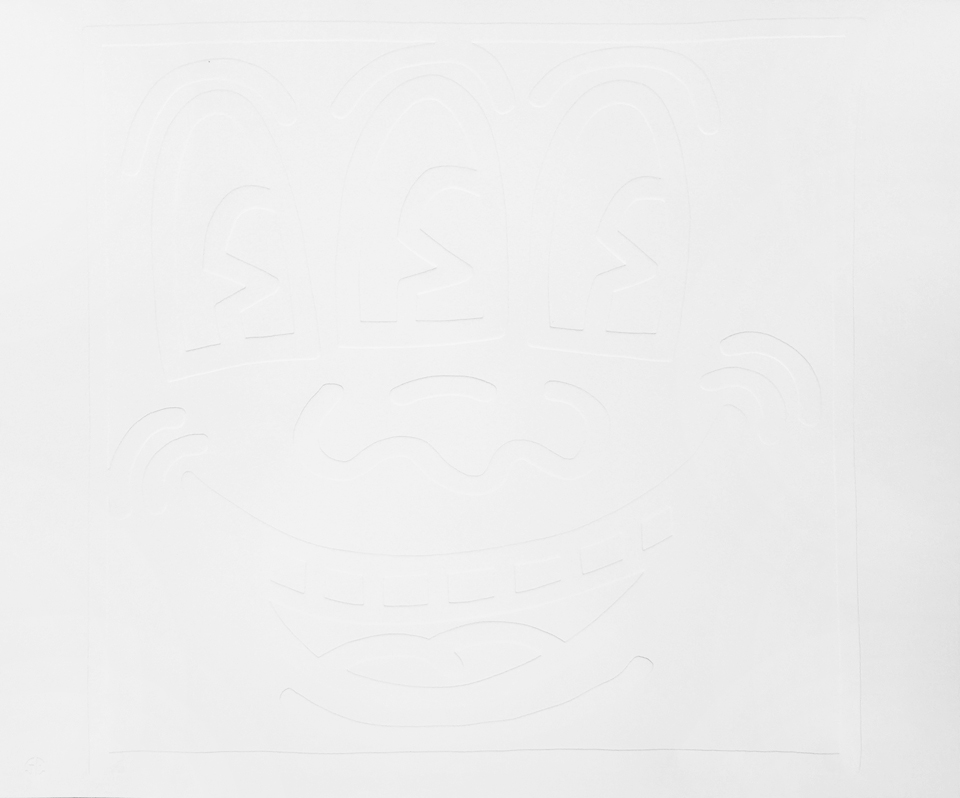 Keith Haring | White Icons (E) – Three Eyed Man (1990) | MutualArt