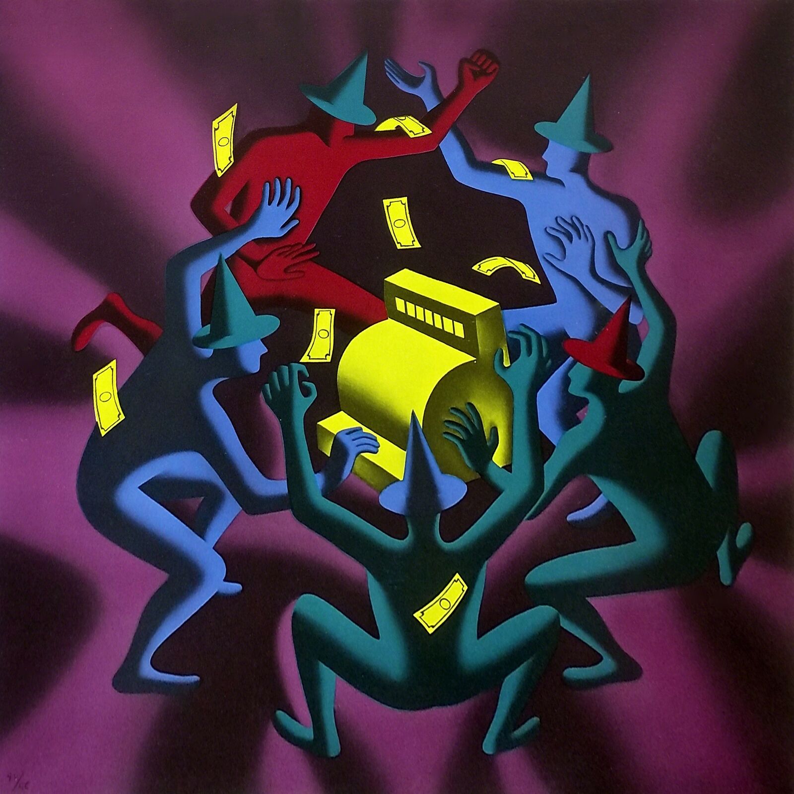 Mark Kostabi | CASH DANCE (PURPLE) (1990) | MutualArt