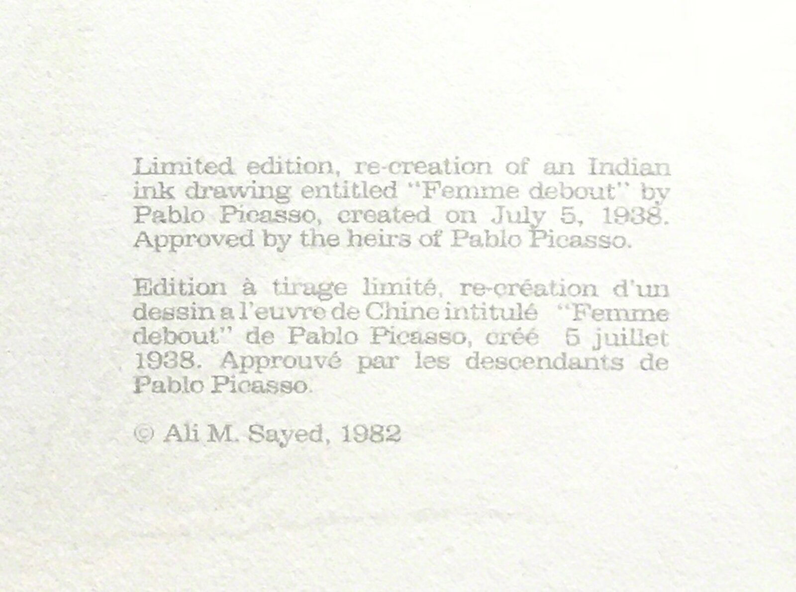 Pablo Picasso | Femme Debout (1979-1982) | MutualArt