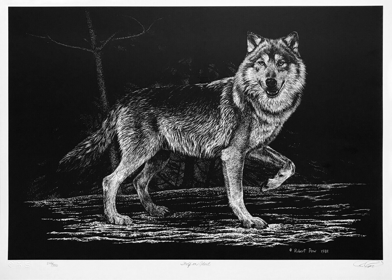 Robert Pow | Wolf On Alert (1988) | MutualArt