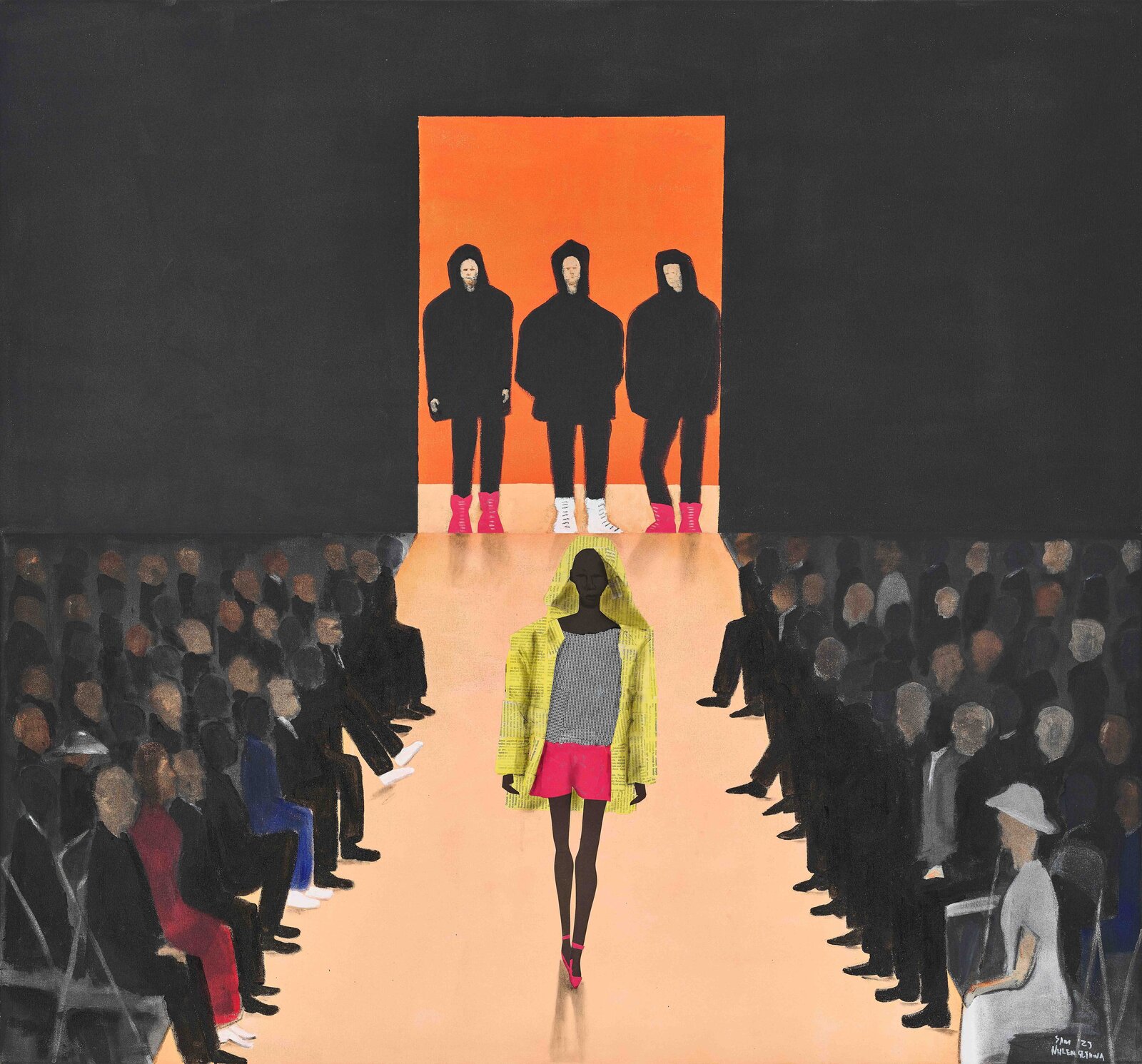 Sam Nhlengethwa | The yellow hood - diptych (2023) | MutualArt